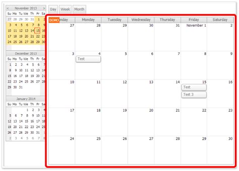 event calendar with day week month views for asp webforms