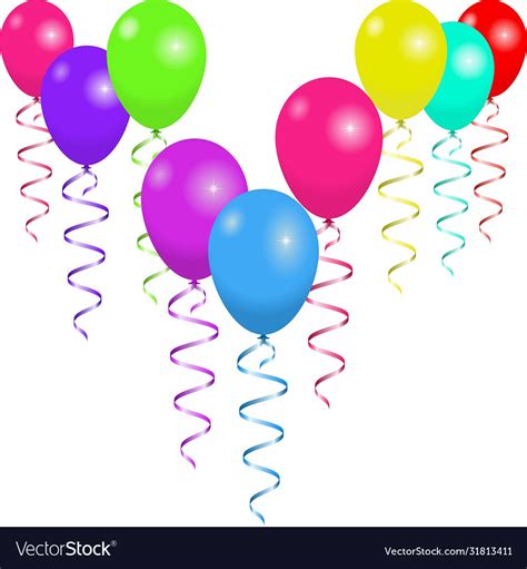 Bright Balloons With Ribbons Royalty Free Vector Image