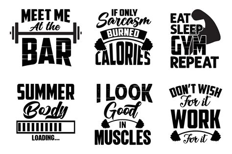 Workout And Gym T Shirt Design Bundle Set 4334622 Vector Art At Vecteezy