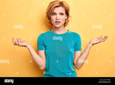 Doubtful Expression Surprised Beautiful Young Woman Has Attractive