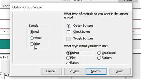 access a to z adding option radio buttons to a form youtube