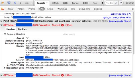 javascript jquery ajax aborted in laravel 5 2 using jquery idle