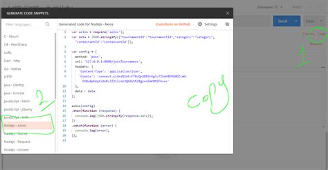 node js using axios to execute a post request in nodejs but i am not
