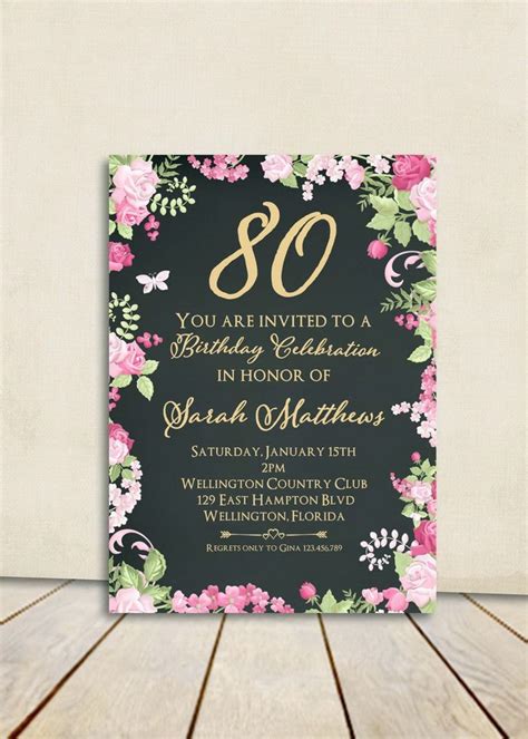 80th Birthday Invite Templates Free Web You Can Find And Download The