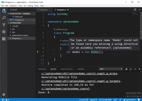 new to dotnet installation in easy steps optano modeling