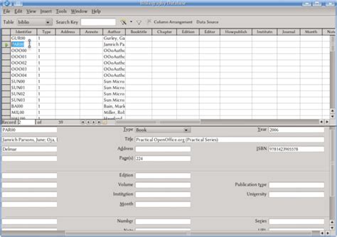 open office database template