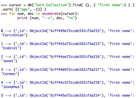 how to sort mongodb documents in a collection using python objectrocket
