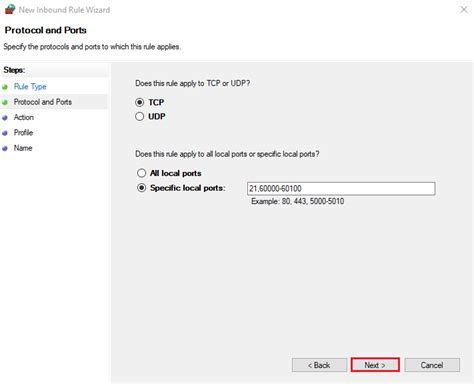 create an inbound port allow rule on windows firewall windows server
