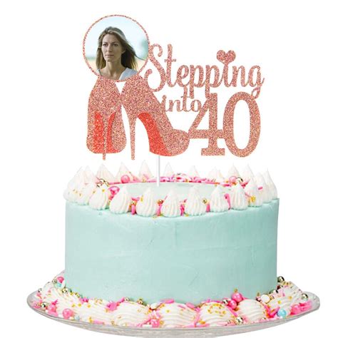 Buy Rose Gold Glitter Stepping Into 40 Cake Topper Women 40th