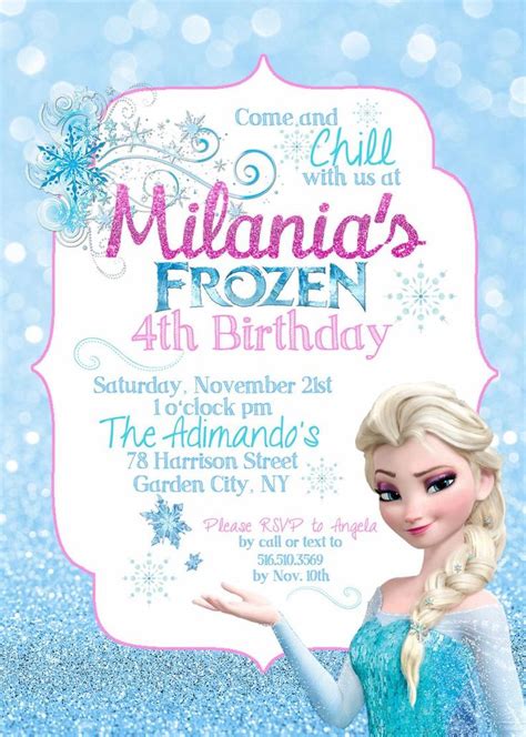 Elsa Frozen Inspired Birthday Invitation High Resolution Digital File