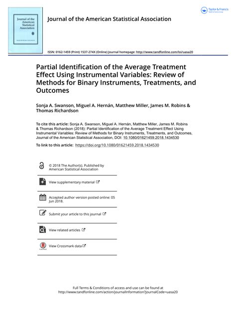 Pdf Partial Identification Of The Average Treatment Effect Using