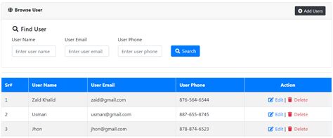 bootstrap crud table template