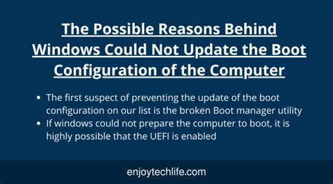 [fixed] Windows Could Not Update Computers Boot Configuration