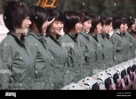 File Female Chinese Fighter Jet Pilot Yu Xu Third Left Salutes
