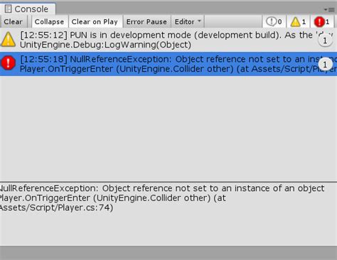 unity c there is nullreferenceexception when i use ontriggerenter and