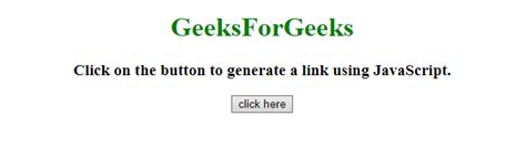 how to create a link in javascript geeksforgeeks