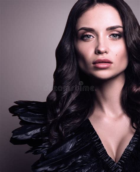 Vertical Beauty Portrait In Dark Tones Luxury Young Woman With Black