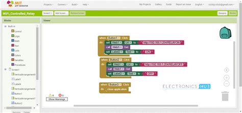 using esp8266 and mit app inventor to control a relay iot