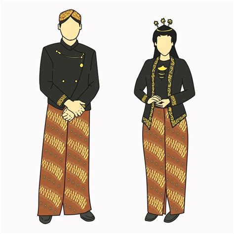 Premium Vector Central Java Indonesia Wedding Couple Couple Wearing