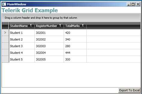 binding and export with telerik rad grid