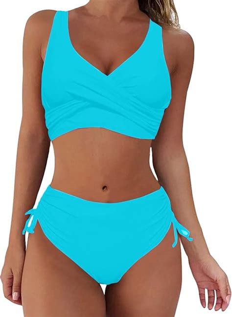 Bikini Damen Set Bauchweg Zweiteiliger Push Up Badeanzug V Ausschnitt