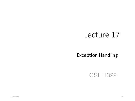 Lecture 17 Exception Handling Cse 30 Ppt Download