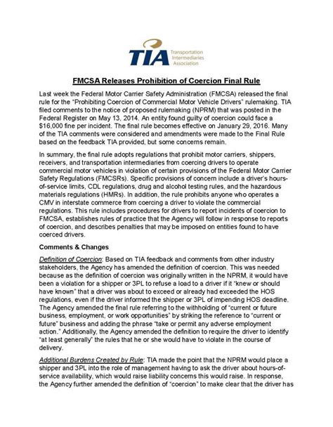 Fmcsa Releases Prohibition Of Coercion Final Rule Arpco Says