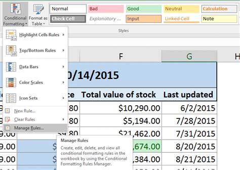 conditional formatting in excel pdf