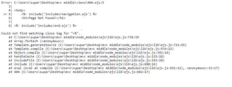 node js ejs not able to render page due to class declaration stack