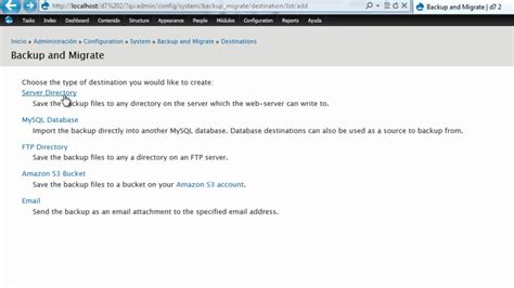 modulo backup and migrate en drupal 7 youtube