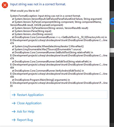 nothing happens when attempting any function of droid explorer getting