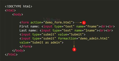 html tutorial formaction attribute in html html5 html code html