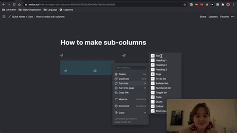 how to make sub columns in notion trick to make them even easier
