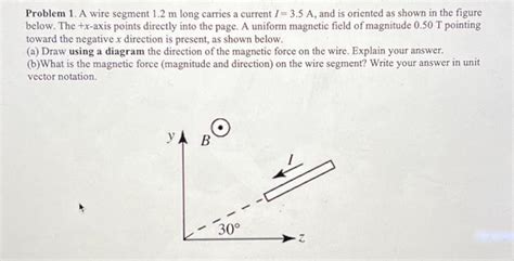 Solved Problem 1 A Wire Segment 1 2 M Long Carries A