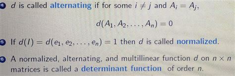 how do i prove that a determinant function exists and is multilinear