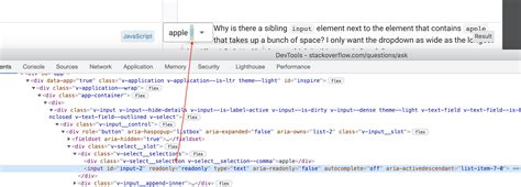 html vuetify v select inside of a flexbox container has an empty