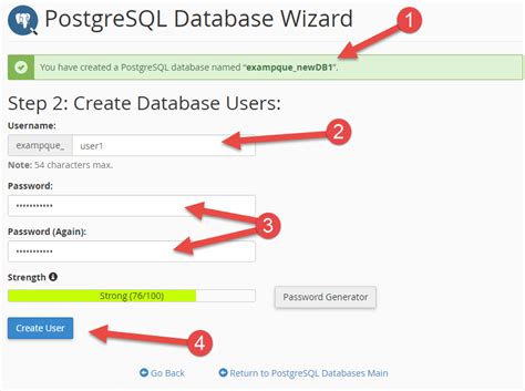create postgresql database in cpanel pro isp