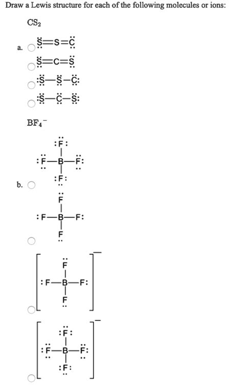 Solved Draw A Lewis Structure For Each Of The Following Molecules Or