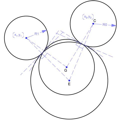 computational geometry calculating a tangent arc between two points