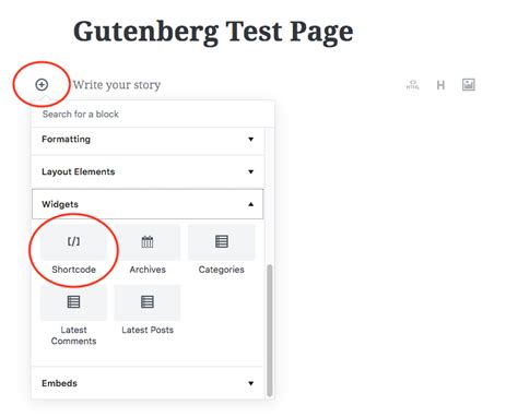 how to add shortcode to the new gutenberg editor wordpress plugin