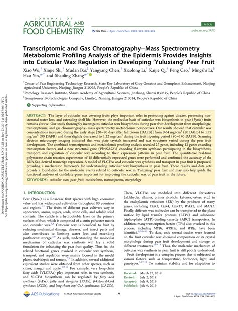 Pdf Transcriptomic And Gc Ms Metabolomic Profiling Analysis Of