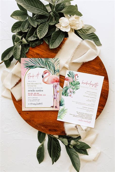 Flamingo Bachelorette Invitation Template Flamingle Etsy