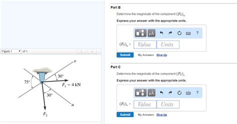 Solved Determine The Magnitude Of The Component F 2 U