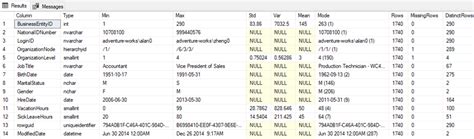 data analysis of sql server tables using t sql for machine