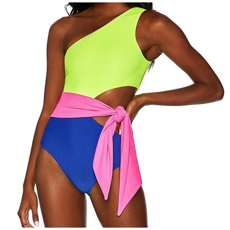 Topllc Women One Piece Swimsuits Sexy One Shoulder Monokinis Tummy