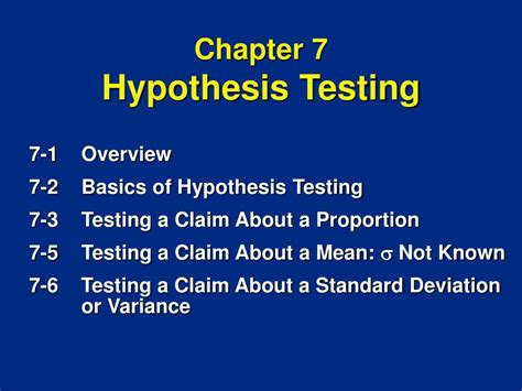 Ppt Chapter 7 Hypothesis Testing Powerpoint Presentation Free
