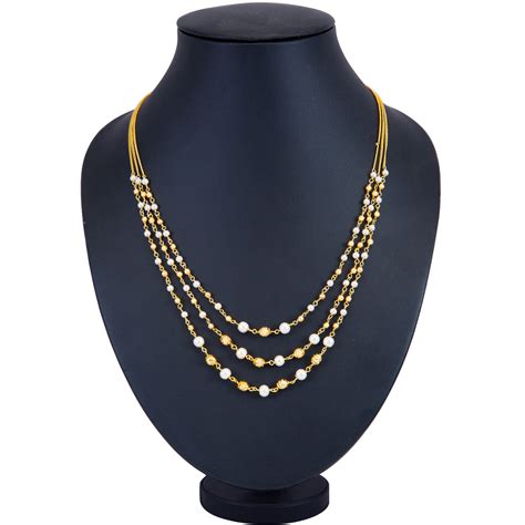 Sukkhi Modern 3 String Gold Plated Necklace Set For Women