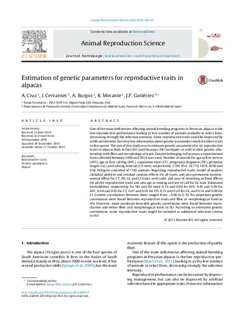Pdf Estimation Of Genetic Parameters For Reproductive Traits In