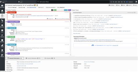 debugging cannot read property id of undefined trackjs