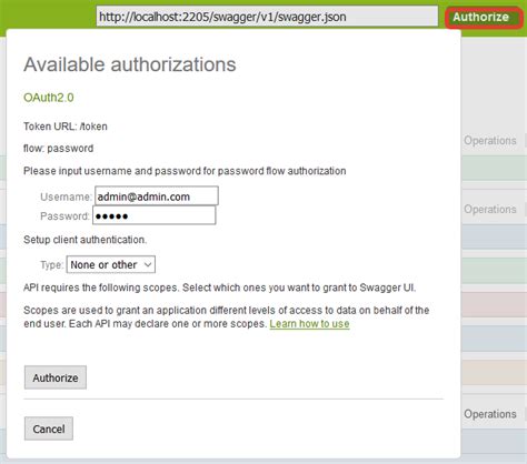 using swagger in the core and enabling jwt authorization of api hot